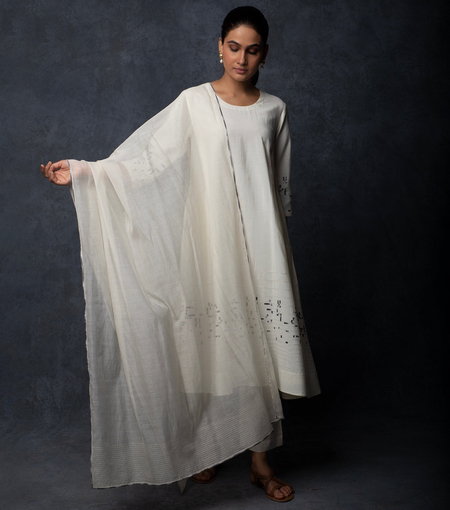 White Embroidered Chanderi Suit Set – Tulsi Online