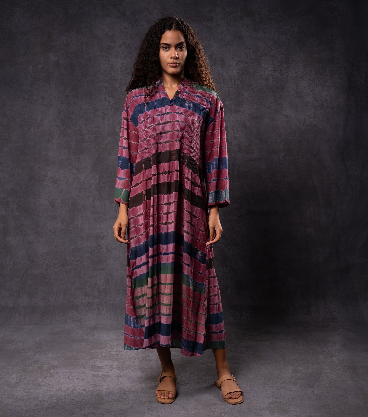 Plum Hand-Dyed Shibori Long Dress – Tulsi Online